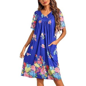 Ekouaer Womens House Dress Floral Print Moo Moos Nightgowns Moomoo ...