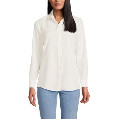 Lands' End Women's Pinwale Cord Long Sleeve Shirt - X Large - Ivory ...