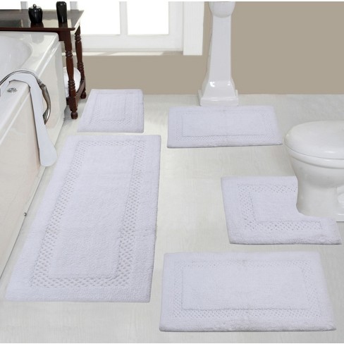 Set Of 5 Classy Bathmat Collection White Cotton Tufted Bath Rug Home Weavers Target