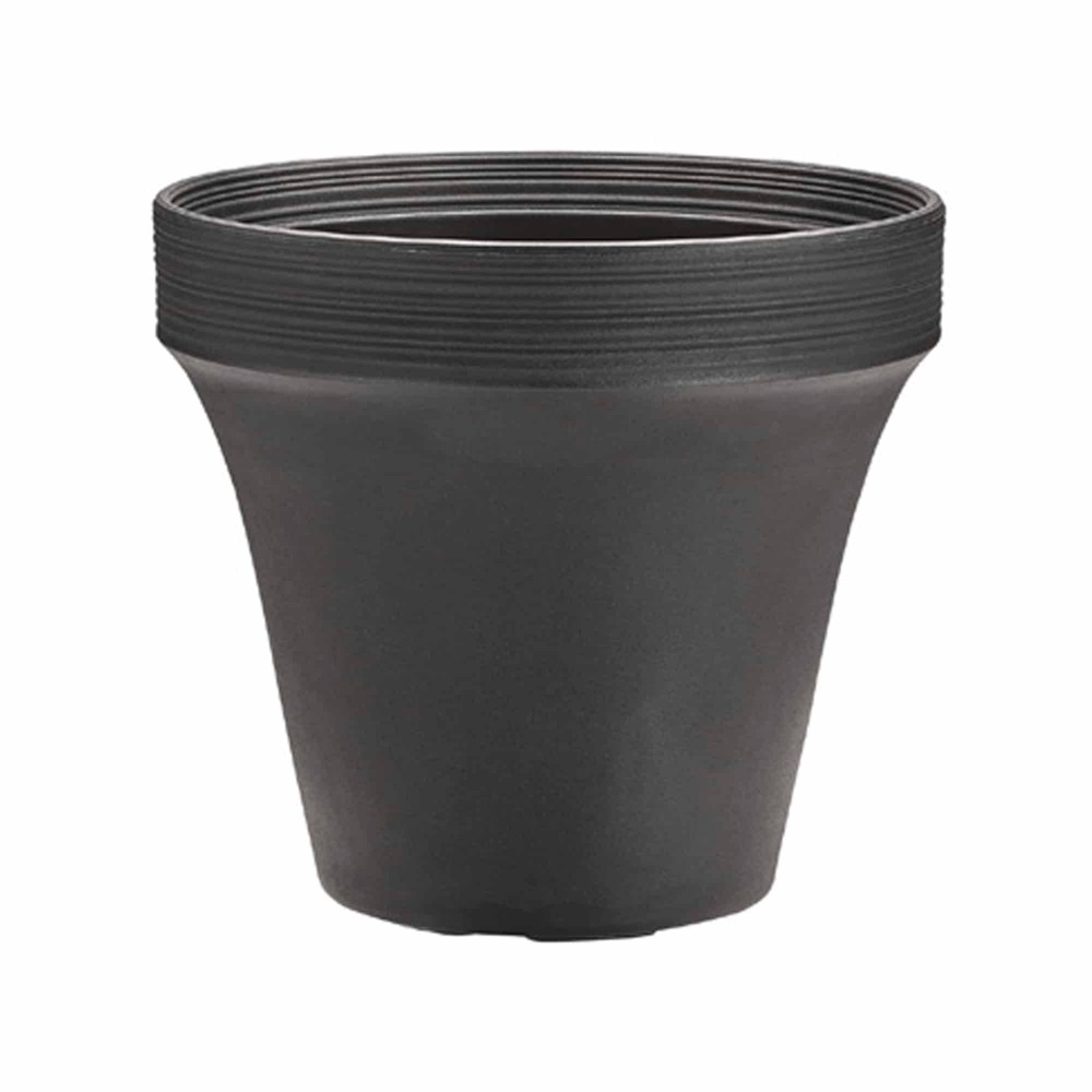 Crescent Garden Ridge Eco-Friendly Plastic Round Planter Pot Charcoal ...