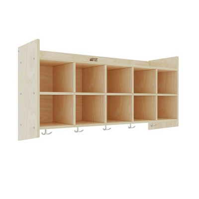 Ecr4kids 10-section Hanging Coat Locker With Shelf, Natural : Target