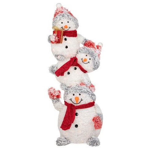 Northlight 42" Lighted Stacked Snowman Family Outdoor Christmas ...
