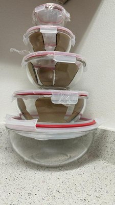 Joyful Glass Mixing Bowl Set With Airtight Lids - Set Of 5 - Black : Target