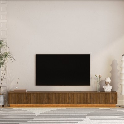 Modern LED TV Stand Entertainment Center with 16-Color Lighting Effects ...