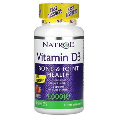 Natrol Vitamin D3, Bone & Joint Health, Strawberry Natural Flavor ...