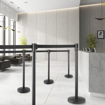 Jubilee 12 Pc Black Stanchion Queue Posts 6.5' Retractable Belt Crowd ...