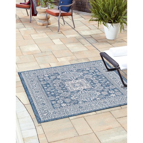 Unique Loom 5' 3 X 5' 3 Square Indoor/outdoor Aztec Blue Area Rug : Target