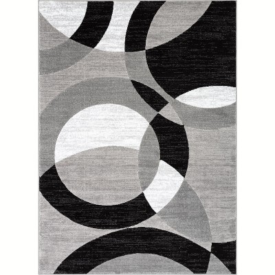 Well Woven Hilda Blue Modern Geometric Circles & Boxes Pattern Area Rug ...
