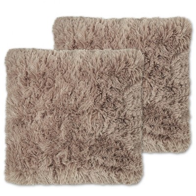 Very Soft & Comfy Plush Long Faux Fur 18" X 18" Throw Pillows 2 Pack ...