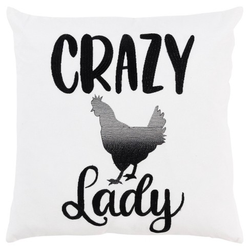 20"x20" Oversize Crazy Chicken Lady Poly Filled Square Throw Pillow ...