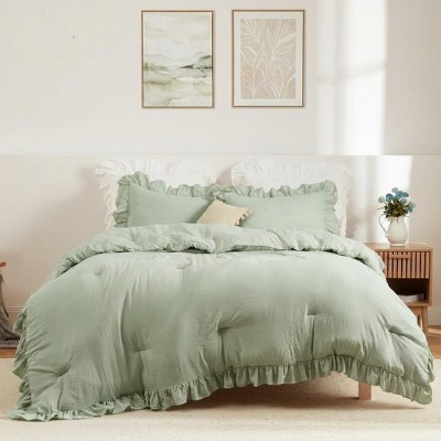 COZONY Ruffled Comforter Set, Twin/Full/Queen/King, 2/3PCS Soft Washed ...