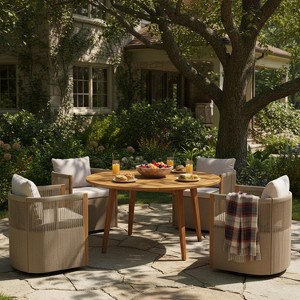 Christopher Knight Home Oliver Outdoor Patio 5-Piece Acacia Wood and ...