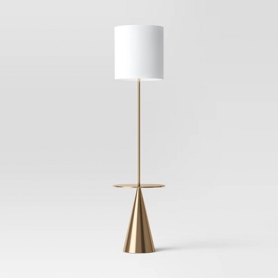 58" Brass Floor Lamp With White Linen Shade - Globe Electric : Target