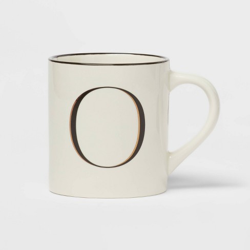 16oz Stoneware Monogram O Mug Ivory - Threshold™ : Target