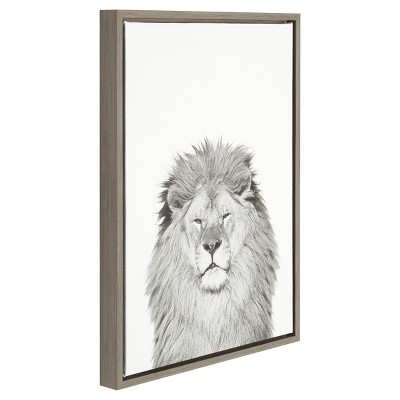 24" X 18" Lion Framed Canvas Art - Uniek : Target