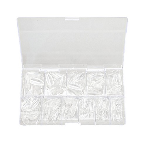 Unique Bargains Women's Full Coverage Almond Fake Nails Clear 1 Set ...