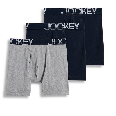 Jockey Men's Activestretch 7" Long Leg Boxer Brief - 3 Pack M Pebble/z ...