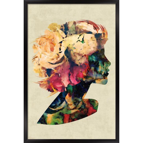 Trends International Floral Portrait Of Woman Framed Wall Poster Prints ...