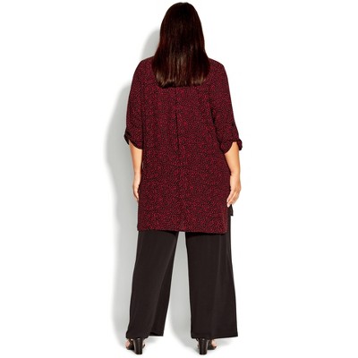 Avenue | Women's Plus Size Blouse Longline - Red Fleck - 18w : Target
