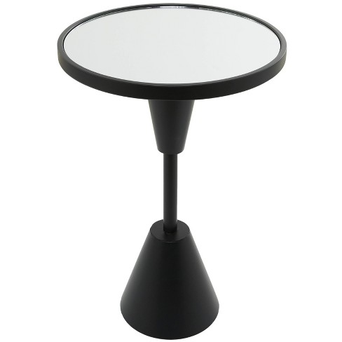 Contemporary Metal Mirrored Accent Table Black - Olivia & May: Pedestal ...