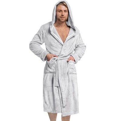 Pavilia Mens Robe, Hooded Soft Bathrobe For Men, Fleece Plush Warm ...