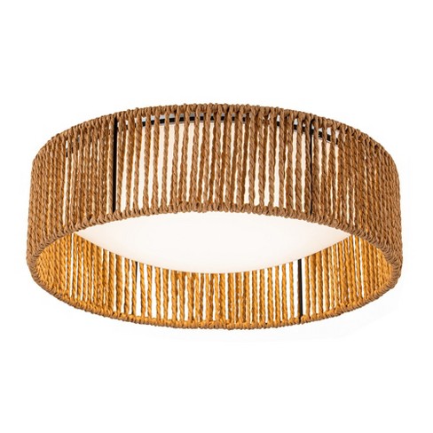 C Cattleya 13.75in. Led Rattan Flush Mount With Color Changing 3000k ...