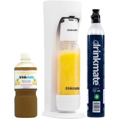 Drinkmate Sparkle Up Bundle Omnifizz Soda Maker With Lemonade Syrup White : Target