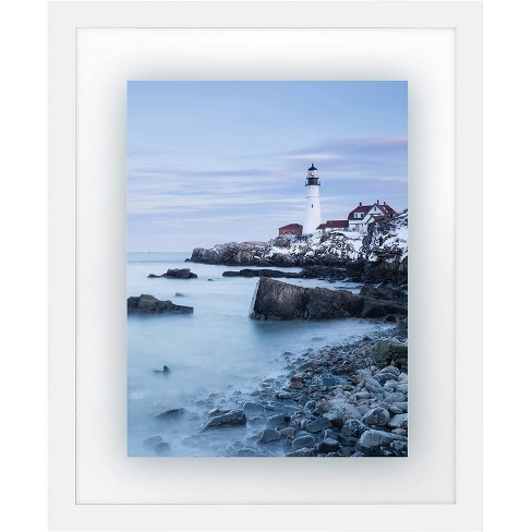 Americanflat 11x14 Floating Frame In White With Polished Glass And ...