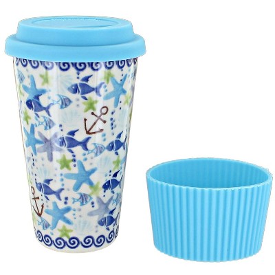 Blue Rose Polish Pottery Deep Sea Travel Coffee Mug : Target