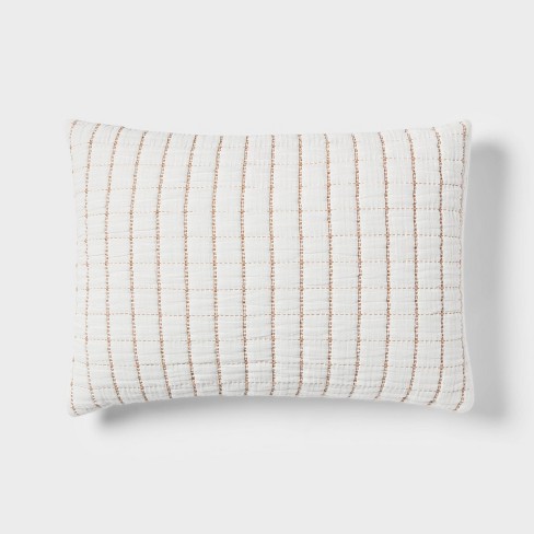 Standard Yarn Dye Crinkle Grid Quilt Sham Ivory/camel - Threshold ...