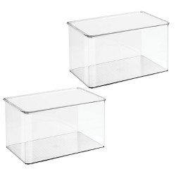 Mdesign Stackable Plastic Craft, Sewing Storage Bin, Lid, 2 Pack ...