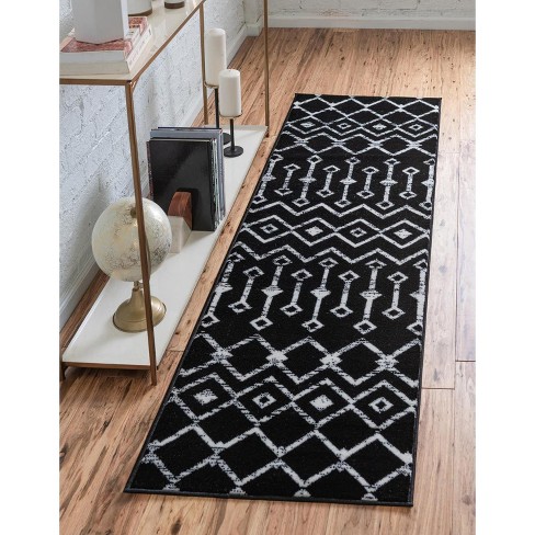 Unique Loom 2' 0 X 6' 9 Runner Moroccan Trellis Black Runner Rug : Target
