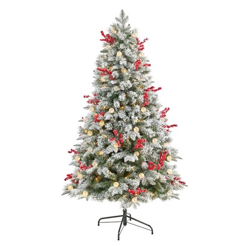 Nearly Natural 6' Snow Tipped Norwegian Fir Prelit Led Globe Lights ...