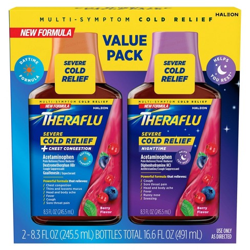 Theraflu Multi-symptom Severe Cold Relief Day & Night Liquid - Berry ...