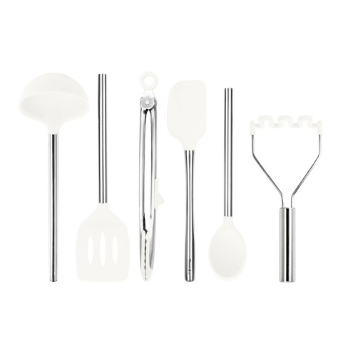 Tovolo 6pc Silicone And Stainless Kitchen Utensil Set White: Cooking ...