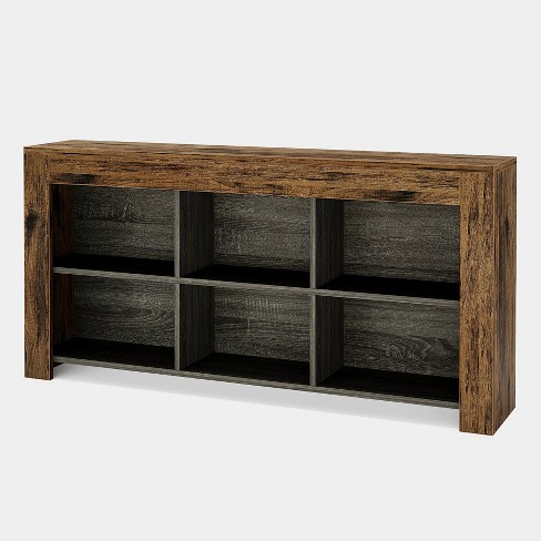 Tribesigns 62.99-inch Wooden Console Table With 6 Storage Cubes, Brown ...