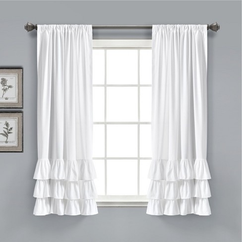 Home Boutique Allison Ruffle Window Curtain Panels White 40x63 Set : Target