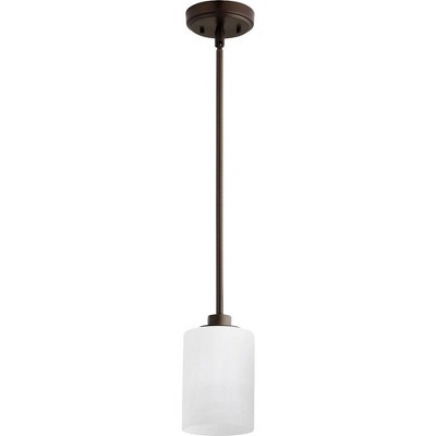 Quorum Lighting Lancaster 1-Light Pendant, Oiled Bronze, Glass, 5W x 8 ...