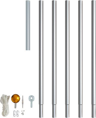 Twinkly 19.7 Foot Aluminum Interlocking Pole Set With Ground Stakes ...