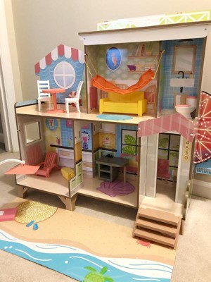 Kidkraft Ferris Wheel Fun Beach House Wooden 360-play Dollhouse With 19 ...