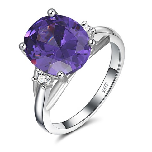Statement Engagement Ring For Women Purple Cz Sterling Silver Ginger ...