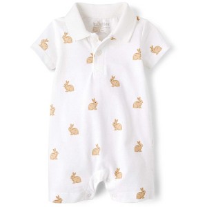 The Children's Place Baby Boys Short Sleeve Bunny Polo Romper : Target
