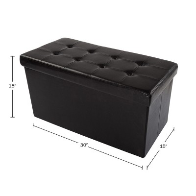 Hasting Home 30-inch Storage Ottoman - Folding Faux Leather Footrest ...