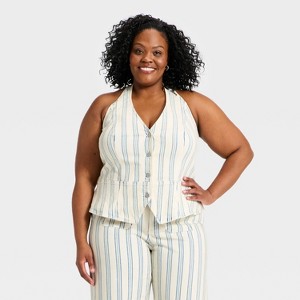 Women's Striped Halter Denim Vest - Universal Thread™ White 1X : Target