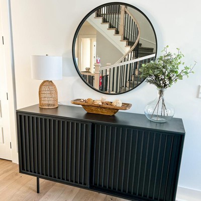 34" Round Decorative Wall Mirror Brass - Threshold™ Designed With ...