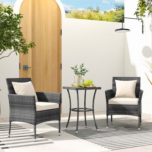 Costway 3 Pcs Patio Furniture Set With Cushioned Patio Chairs ...