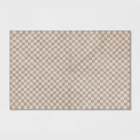 2'6"x4' Washable Checkerboard Plush Accent Rug - Threshold™: Indoor ...