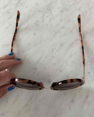 Women's Angular Round Tortoise Shell And Metal Sunglasses - A New Day ...