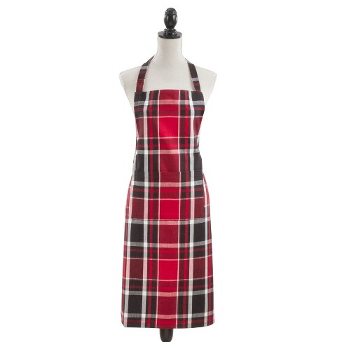 Saro Lifestyle Plaid Apron, 24"x36", Red : Target