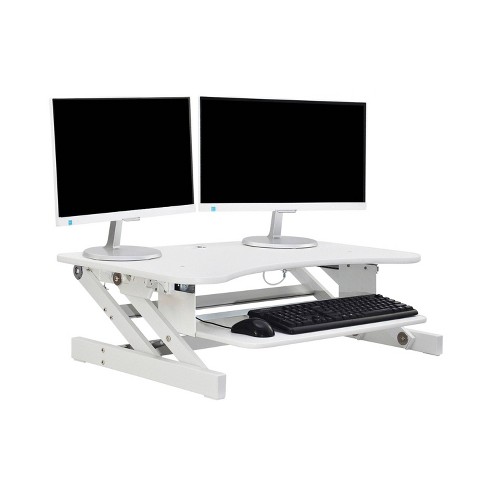 Deluxe Height Adjustable Sit To Stand Desk Computer Riser White ...